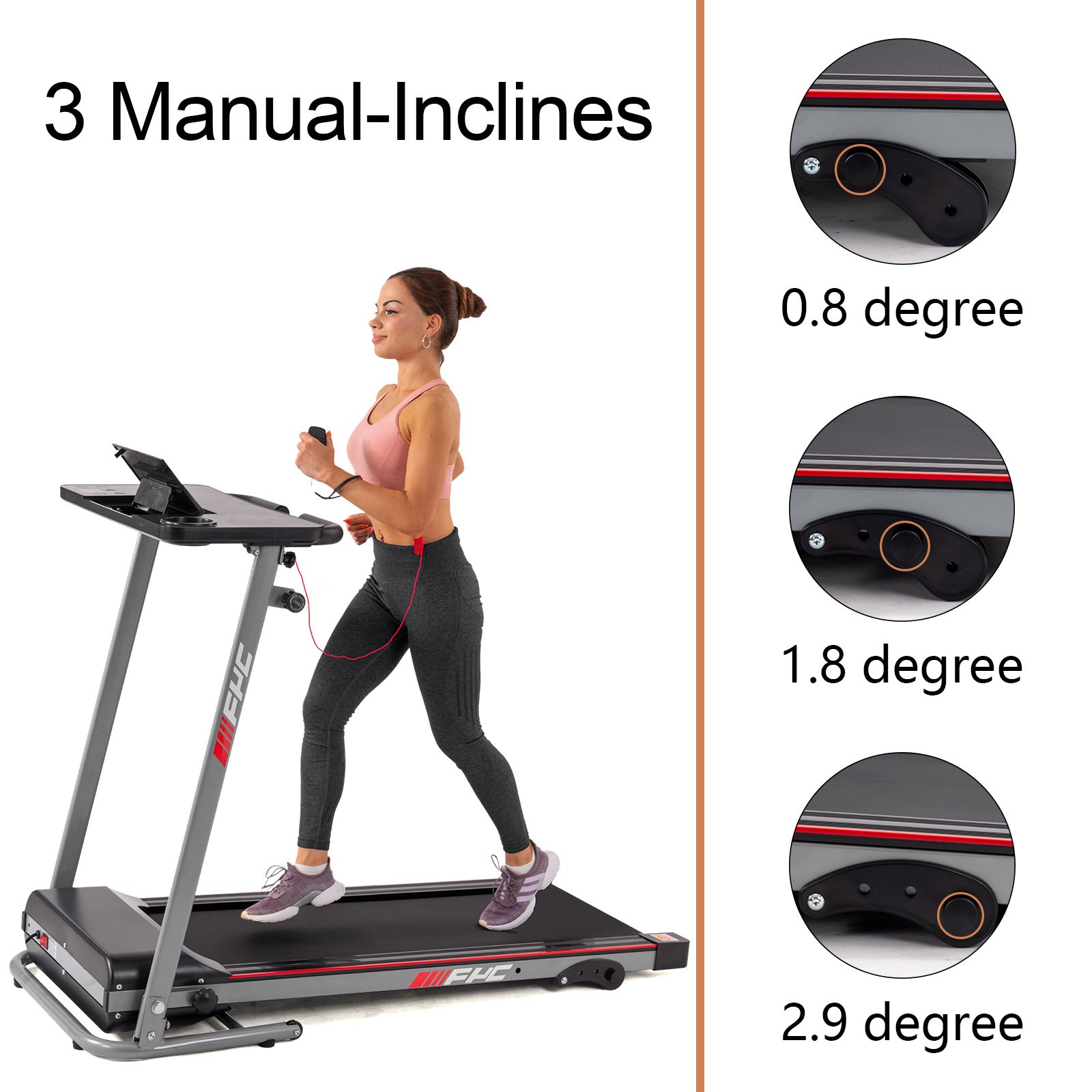 Folding Treadmill For Home With Desk 2 5hp Compact Electric Treadmill